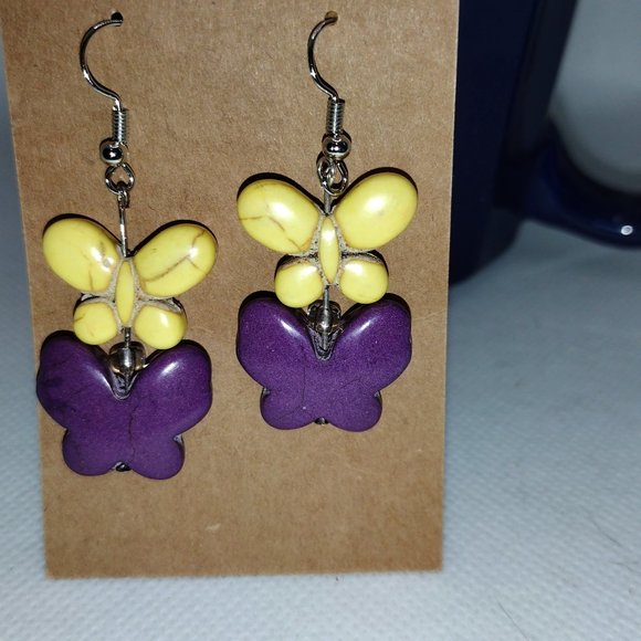 Hand Crafted | Jewelry | Yellow And Purple Double Butterflies | Poshmark
